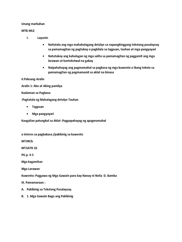Mtb-Mle Lesson Plan | PDF