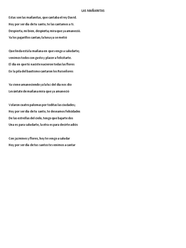 Las Mañanitas Letra | PDF