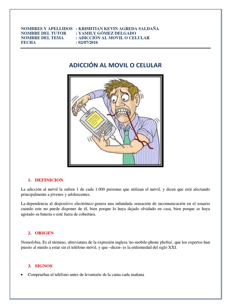 Adiccion Al Movil o Celular