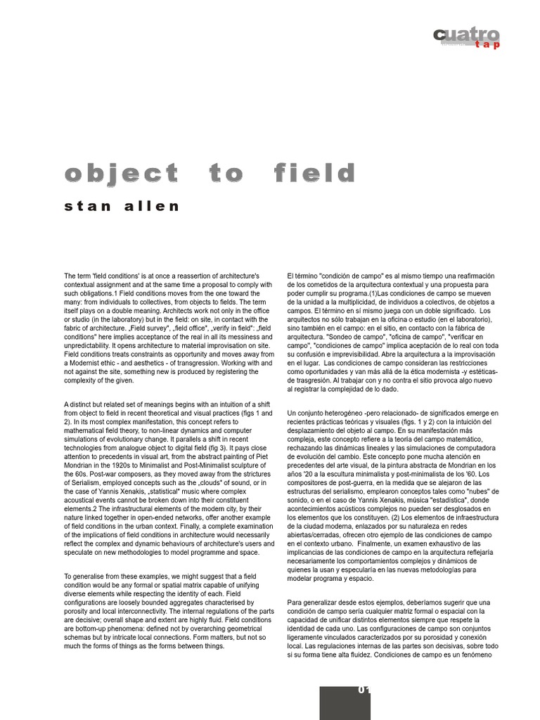 Stan Allen - Condiciones de Campo PDF | PDF | Minimalismo | Cubismo
