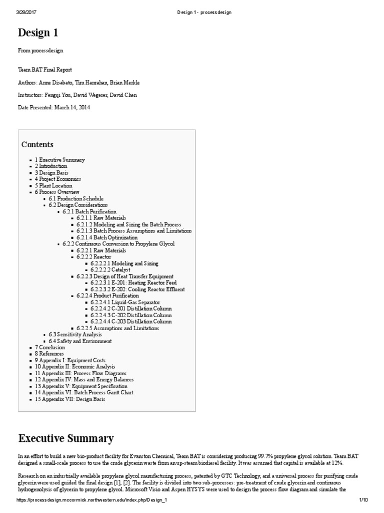 Design 1 - Processdesign | PDF | Glycerol | Distillation