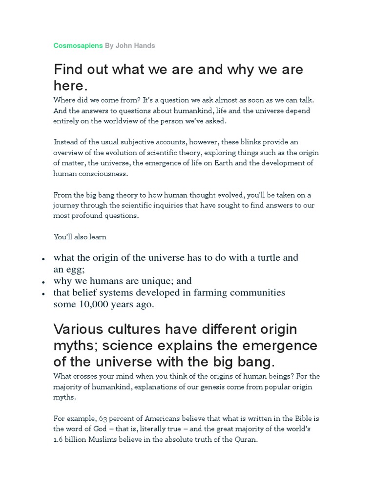 Cosmo Sapiens | PDF | Evolution | Universe