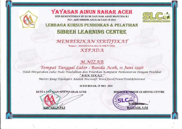 Sertifikat Computer | PDF