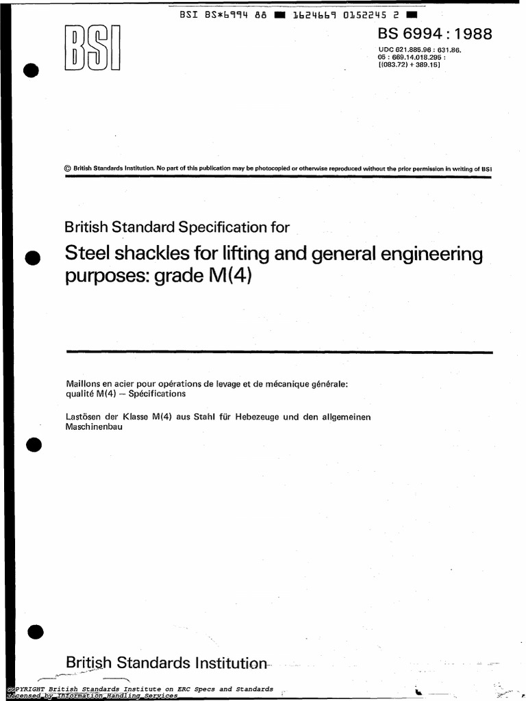 BS 6994. Grade M Shackles | PDF | Engineering Tolerance | Screw