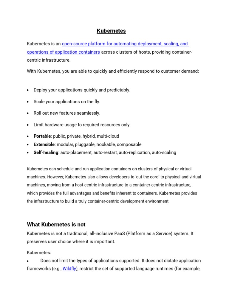 Kubernetes Open Source Platform For Automating Deployment Scaling And Operations Of
