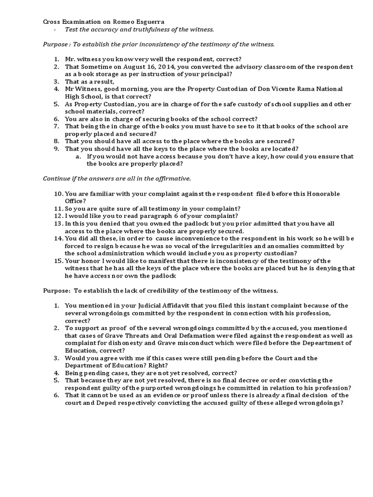 Conducting Cross Examination | Download Free PDF | Cross Examination ...