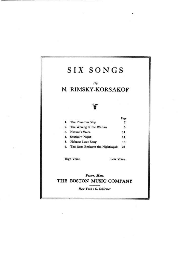 Rimsky Korsakov Songs | PDF