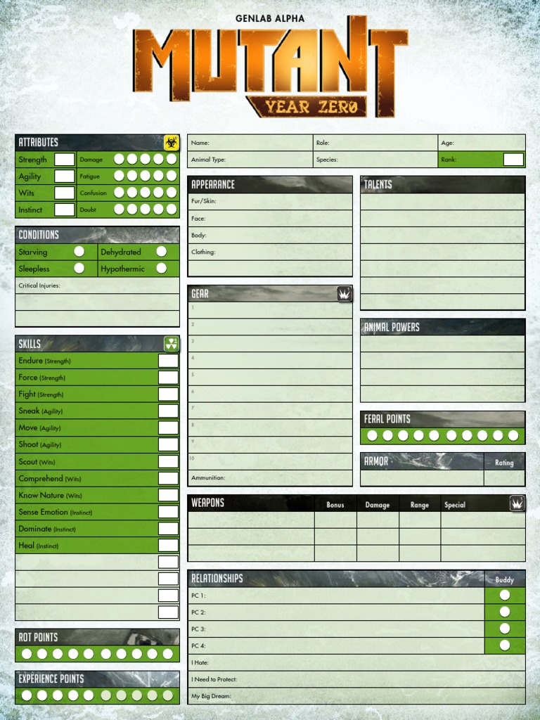 MGA Character Sheet | PDF | Role Playing Games | Leisure
