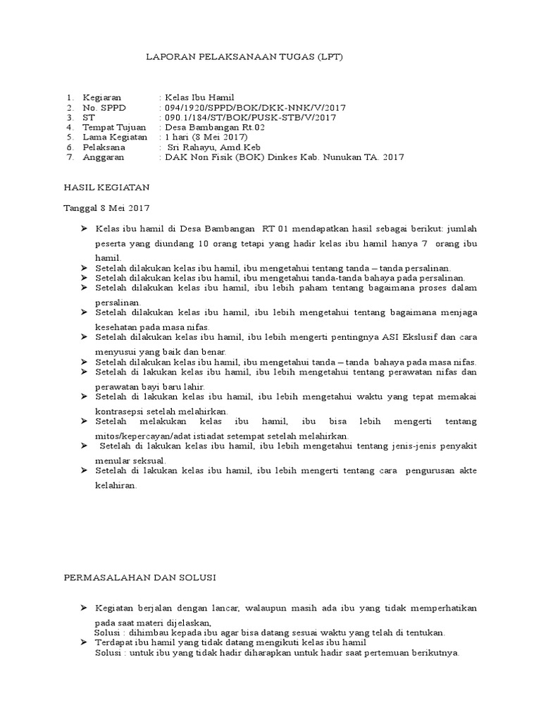 LPT Kelas Bumil Ayu Tw2 | PDF