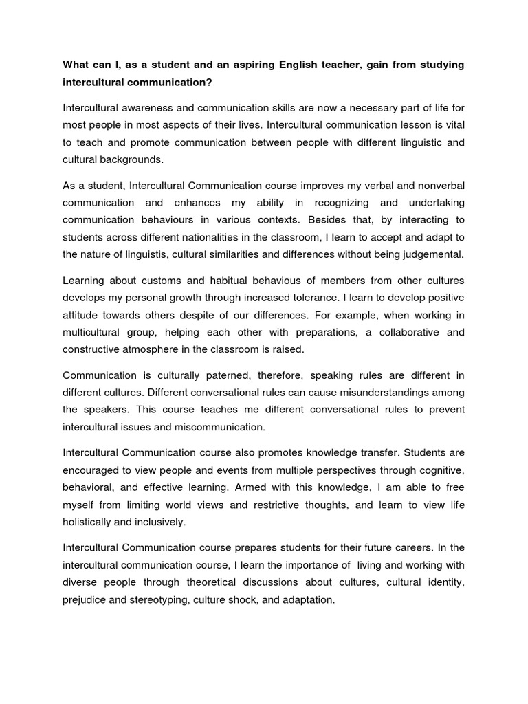 Assignment Intercultural Communication | PDF | Cross Cultural ...