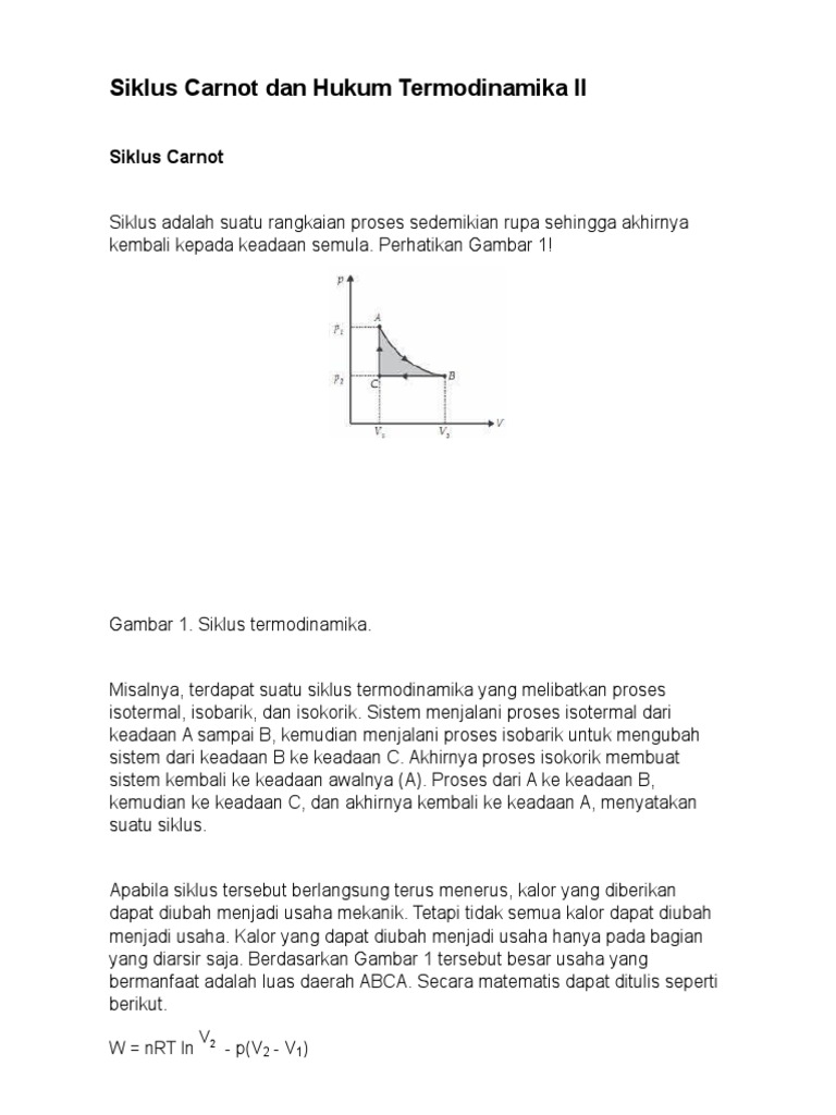 Siklus Carnot Dan Hukum Termodinamika II | PDF | Metode & Bahan Ajar ...