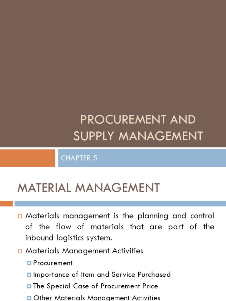 Ch5 Procurement and Supply Management | PDF | Procurement | Supply Chain