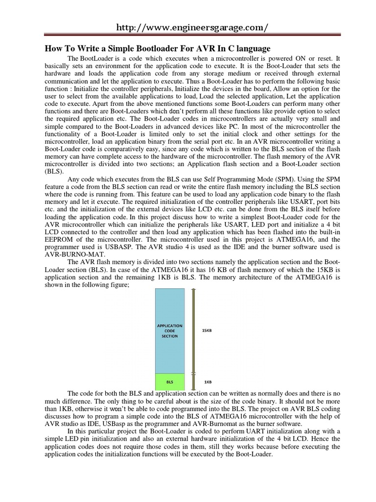How To Write A Simple Bootloader For AVR in C Language | PDF | Flash Memory | Microcontroller