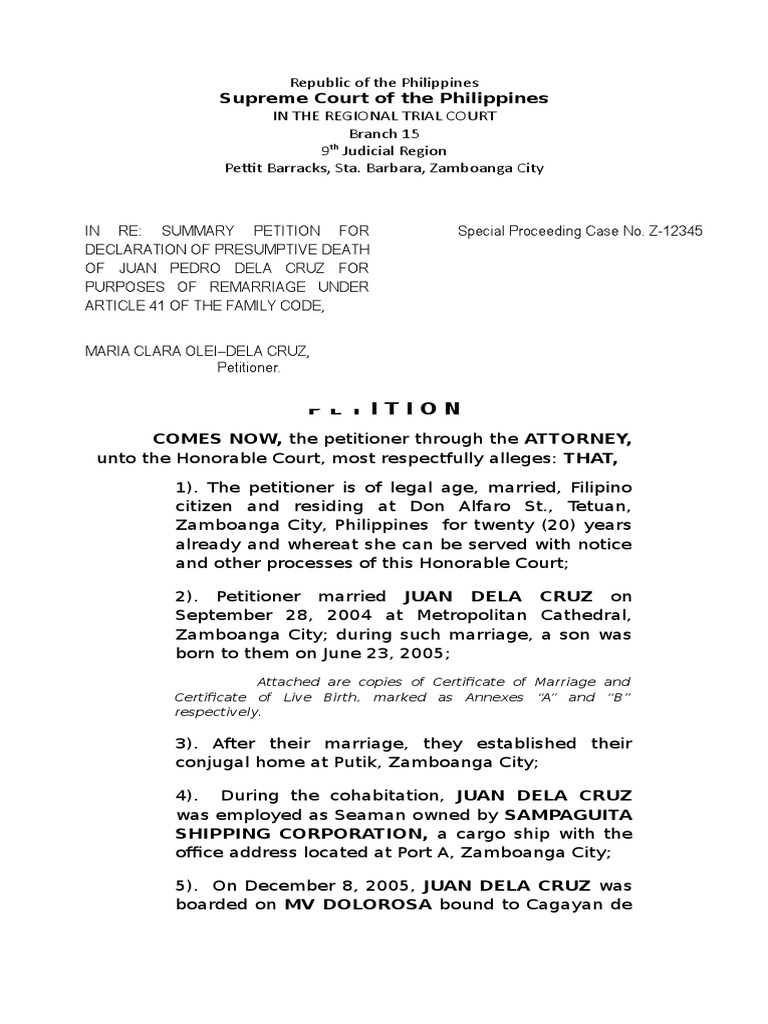 Affidavit of Presumptive Death | PDF | Government Information | Justice