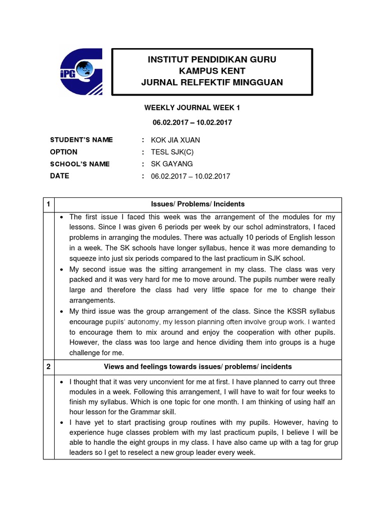 Weekly Journal Week 1 | Educational Psychology | Quality Of Life