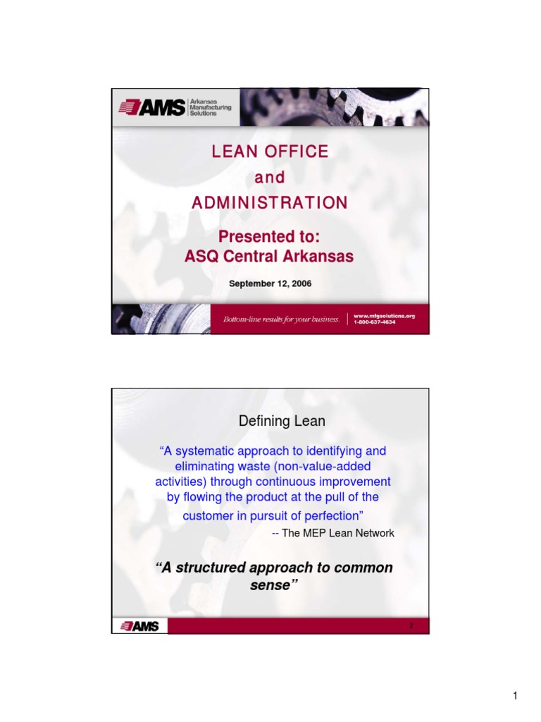 Lean Office Presentation | PDF | Lean Manufacturing | Inventory