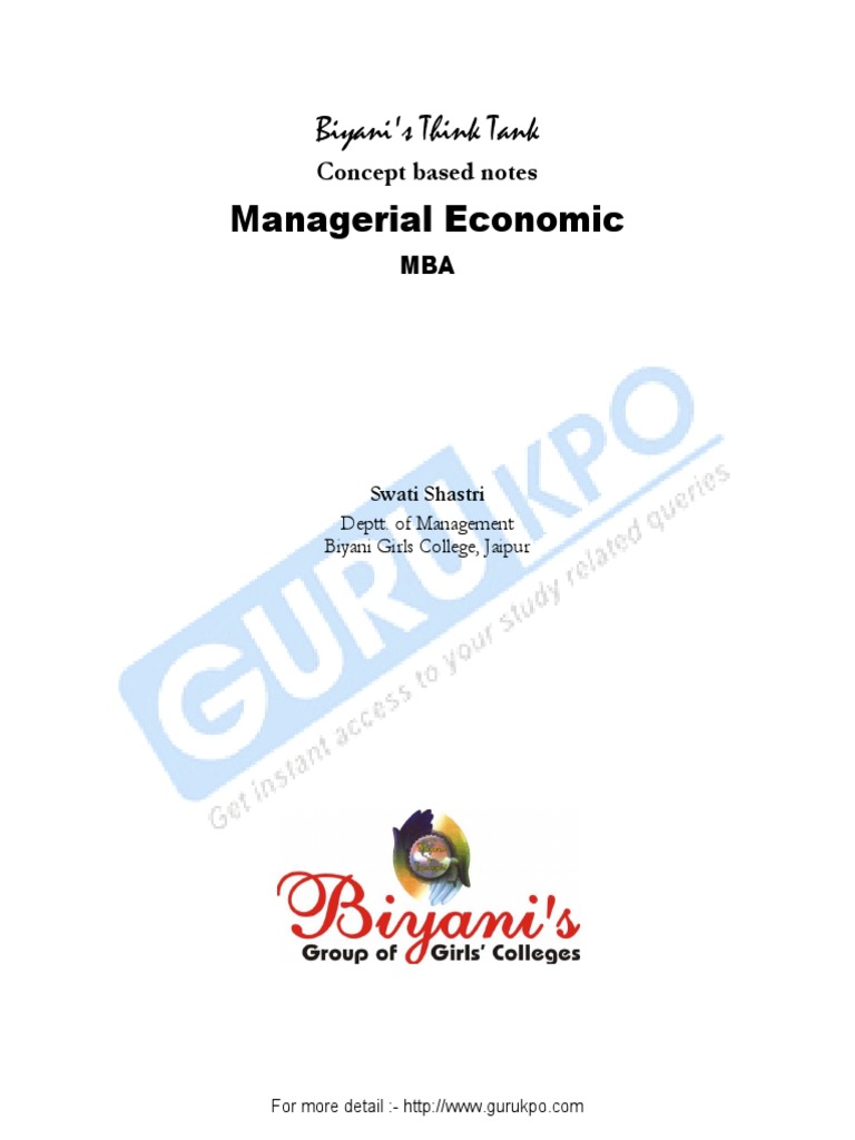 Managerial Economics MBA Notes PDF | PDF | Price Elasticity Of Demand ...