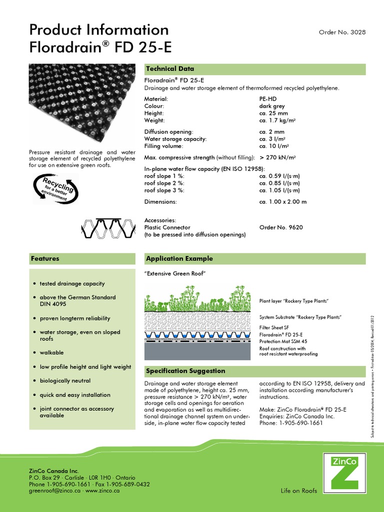 ZinCo PDB Floradrain FD25-E Engl | PDF | Roof | Drainage