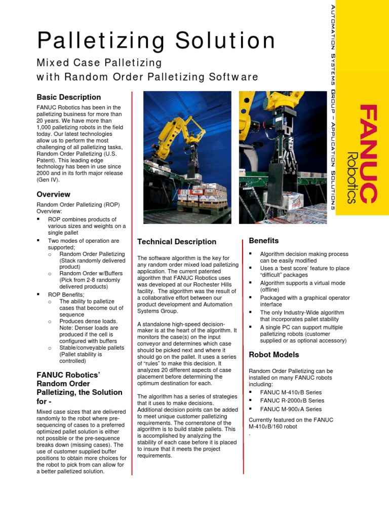 Fanuc Palletizing | PDF | Pallet | Robot