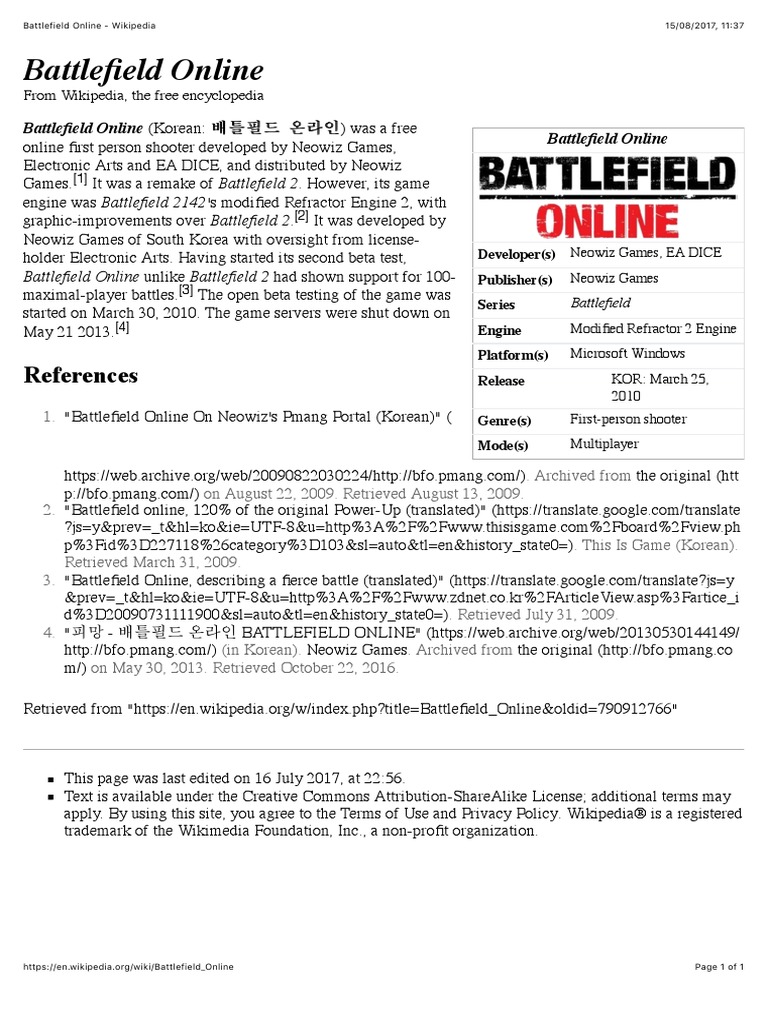 Battlefield Online: References | Download Free PDF | Wikipedia | Gaming