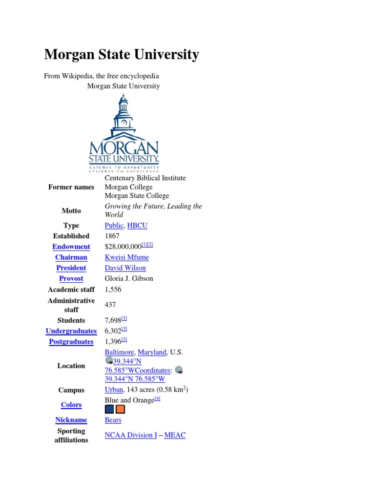 Overview of Morgan State University | PDF | Fraternities And Sororities ...