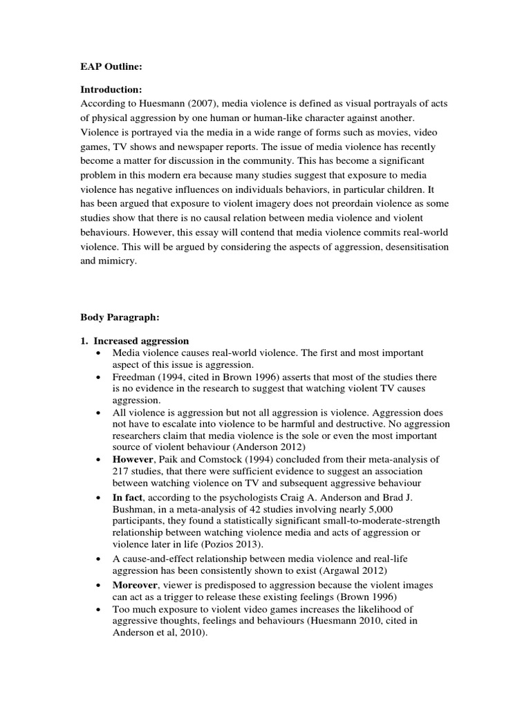 EAP Outline | PDF | Aggression | Violence