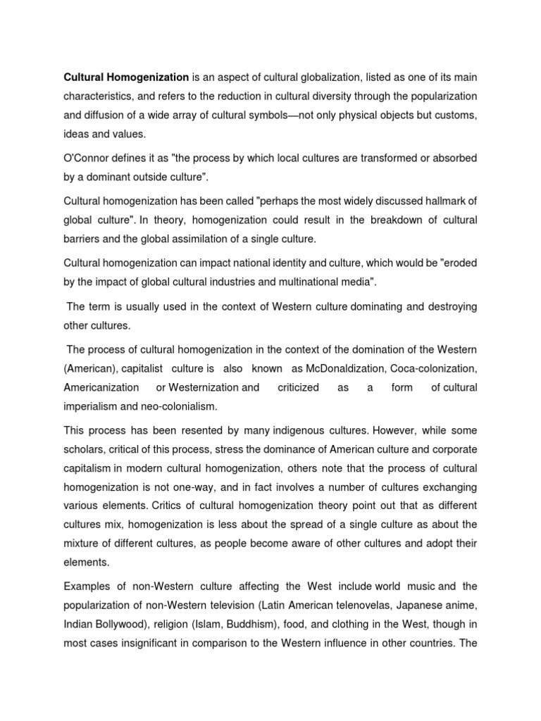 Cultural Homogenization | Philosophical Movements | Cultural Geography