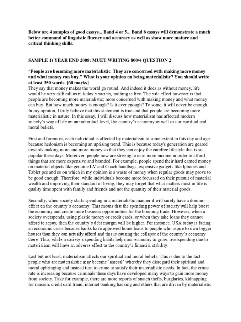 Sample Essay For MUET Band 6 | PDF | Friendship | Grocery Store