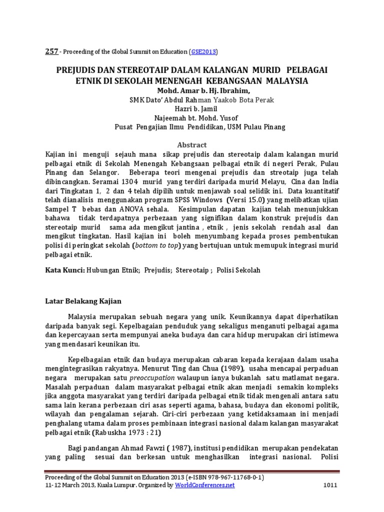 Prejudis Dan Stereotaip Dalam Kalangan Murid Pelbagai PDF | PDF