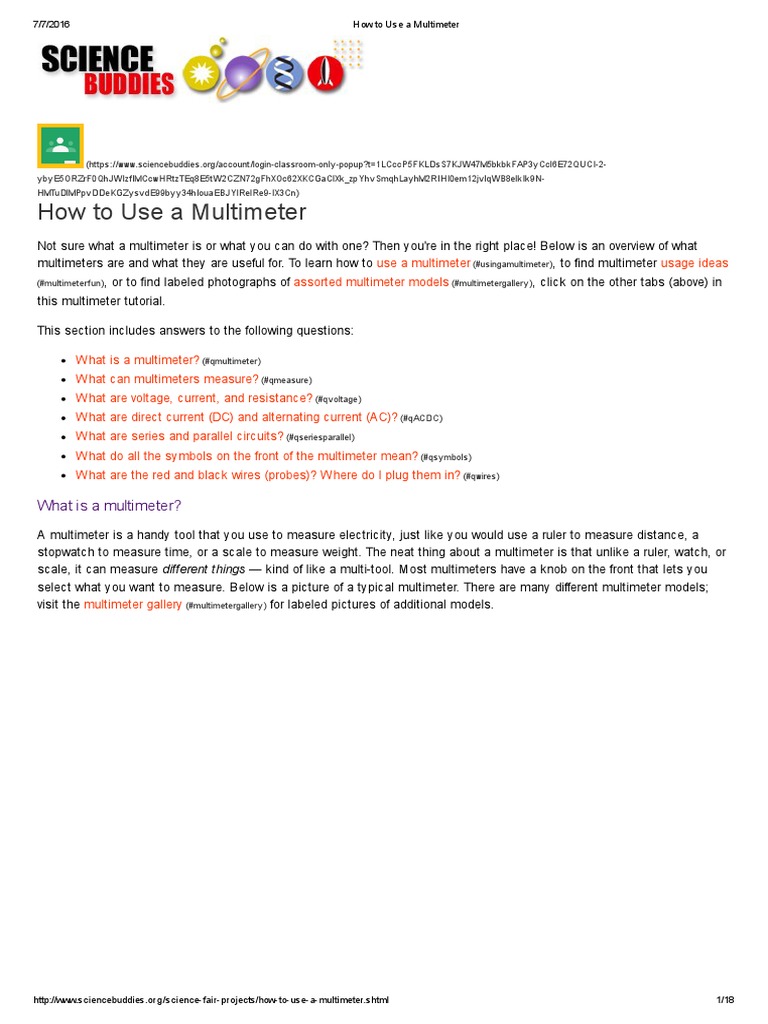 How To Use A Multimeter PDF | PDF | Electric Current | Volt
