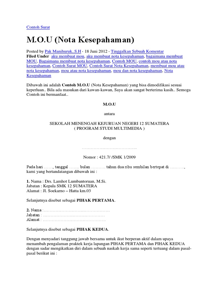 Contoh MOU | PDF
