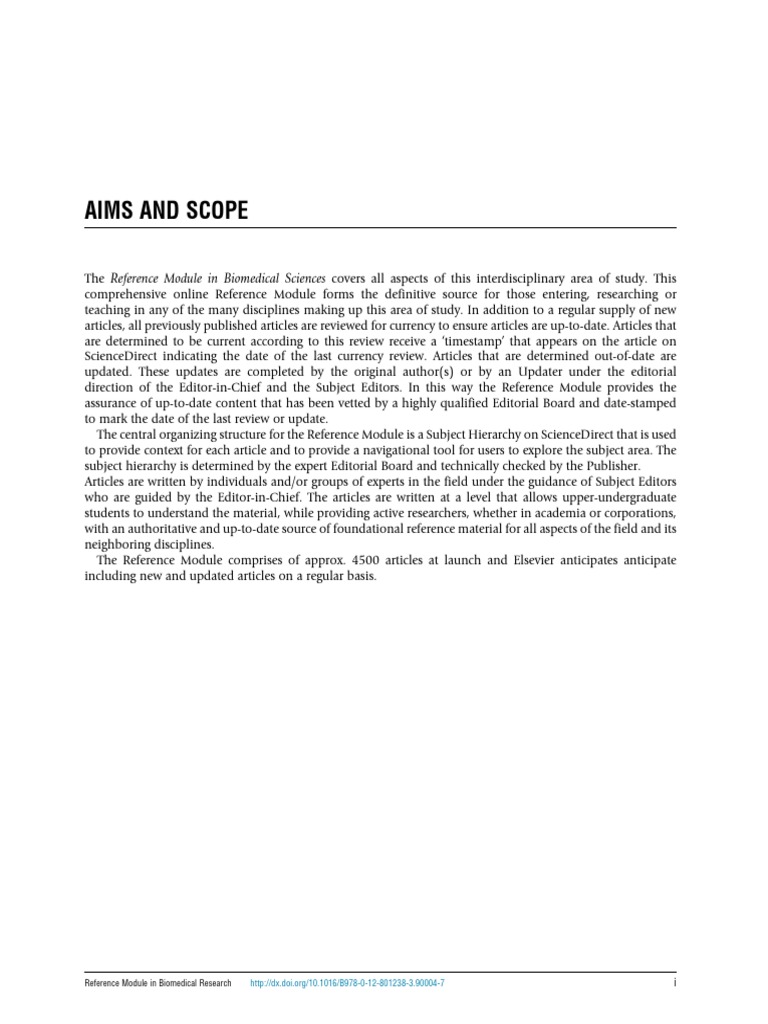 Reference Module in Biomedical Research Overview | PDF | Pharmacology ...