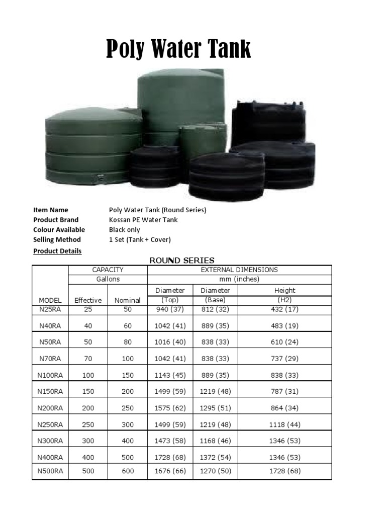 Kossan Poly Water Tank Specifications | PDF | Nature