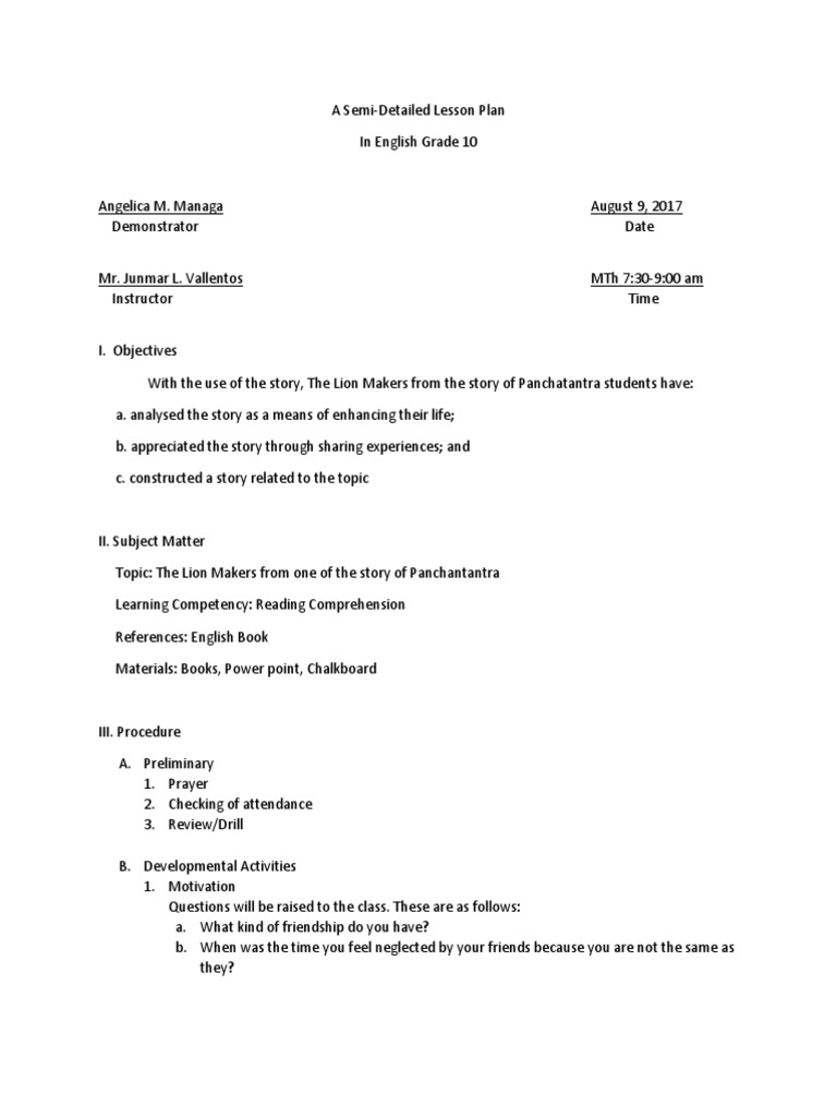 Teaching Literature Lesson Plan | PDF | Lesson Plan | Pedagogy