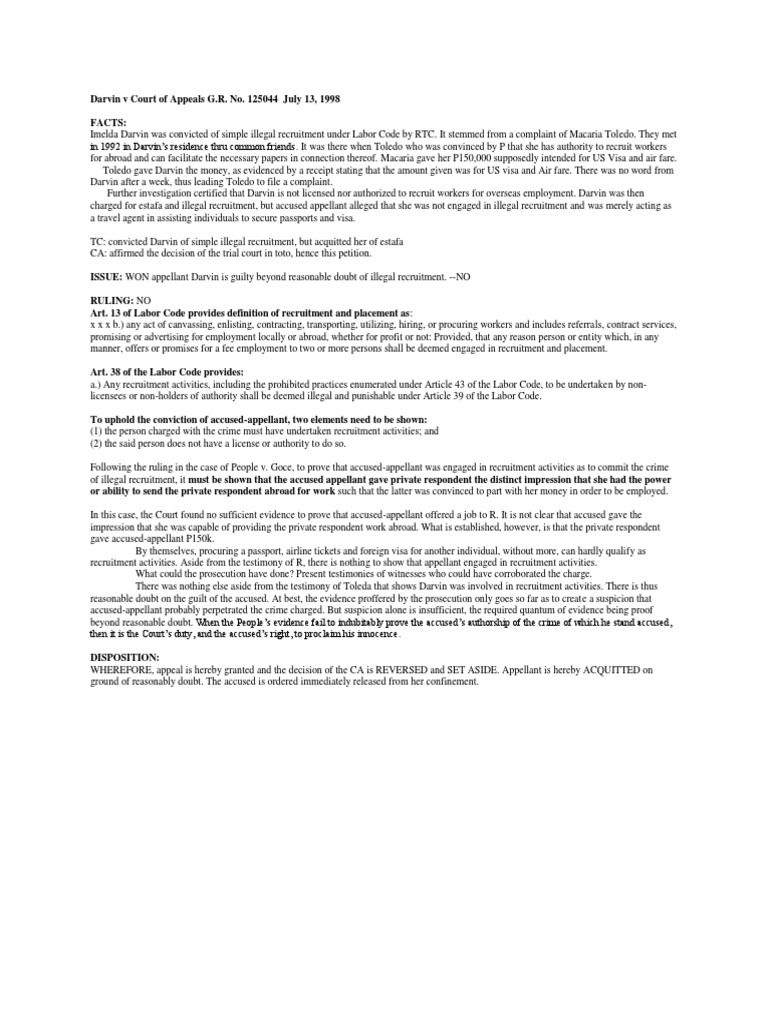 24.1 Darvin V CA and People | PDF | Burden Of Proof (Law) | Prosecutor