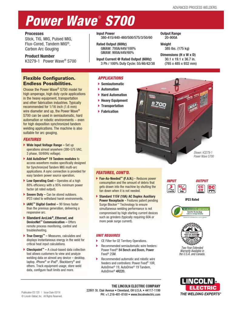 Power Wave S700: Stick, TIG, MIG, Pulsed MIG, Flux-Cored, Tandem MIG ...