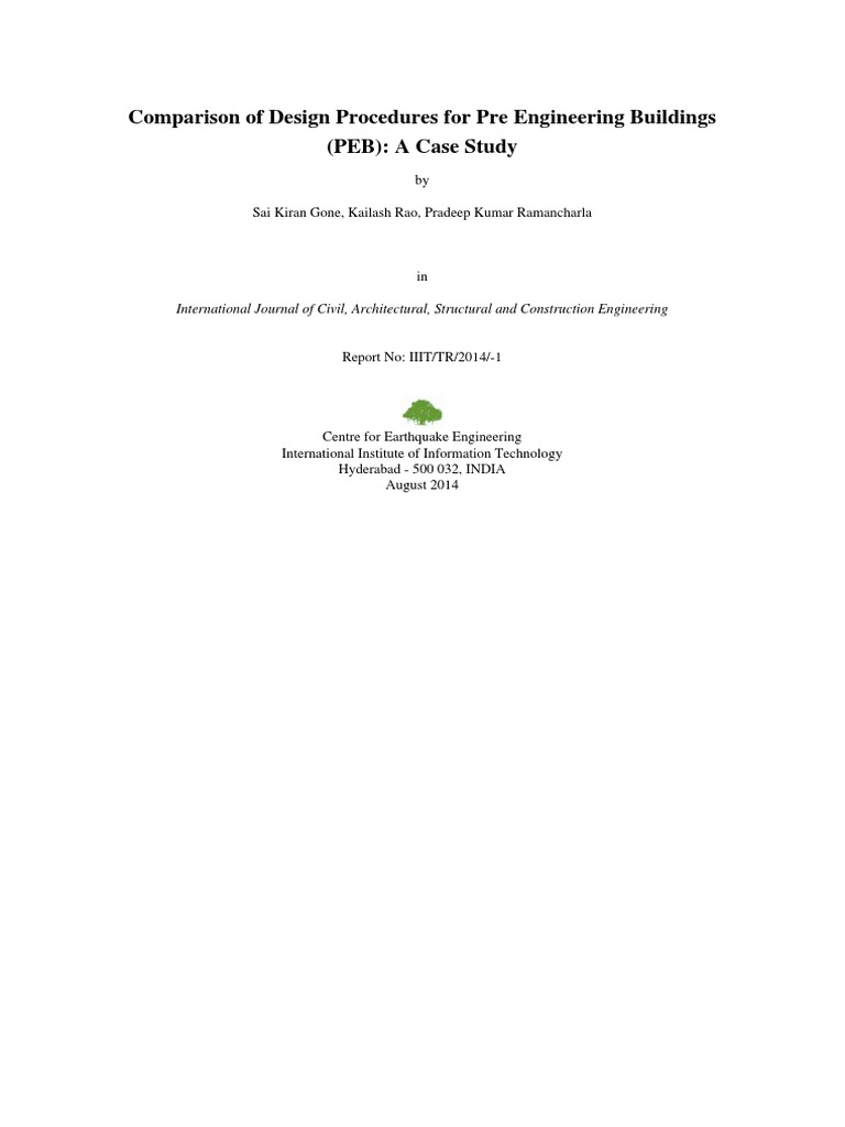 Comparison of Design Procedures For Pre Engineering Buildings PEB A Case Study | Download Free ...
