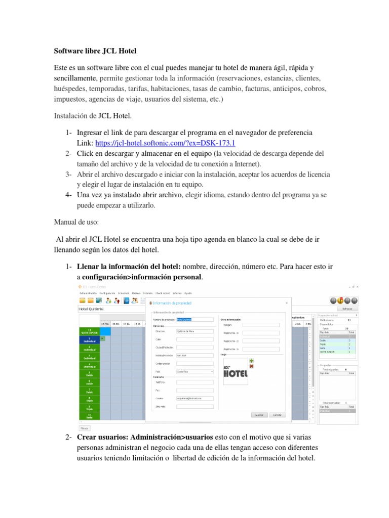 Manual de Uso JCL Hotel | PDF | Hotel | Software libre
