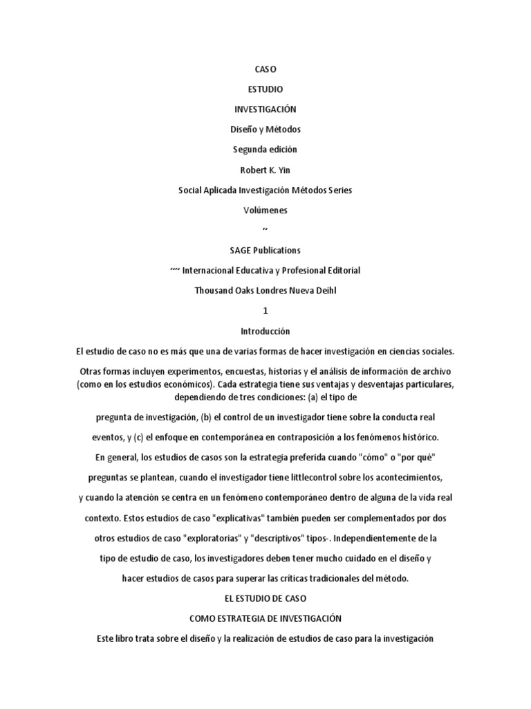 CASO Robert Yin | PDF | Caso de estudio | Metodología
