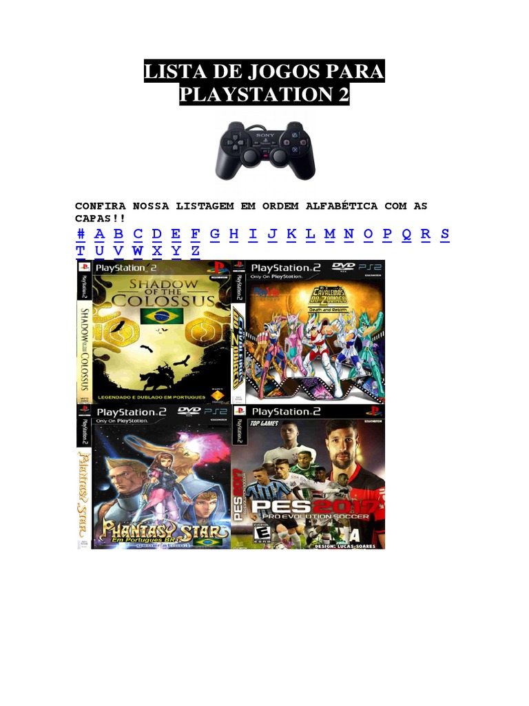 Lista de Jogos Para Playstation 2