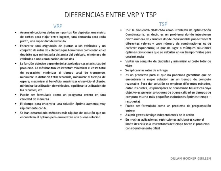 Diferencias Entre VRP y TSP | PDF | Enseñanza de matemática | Áreas de informática