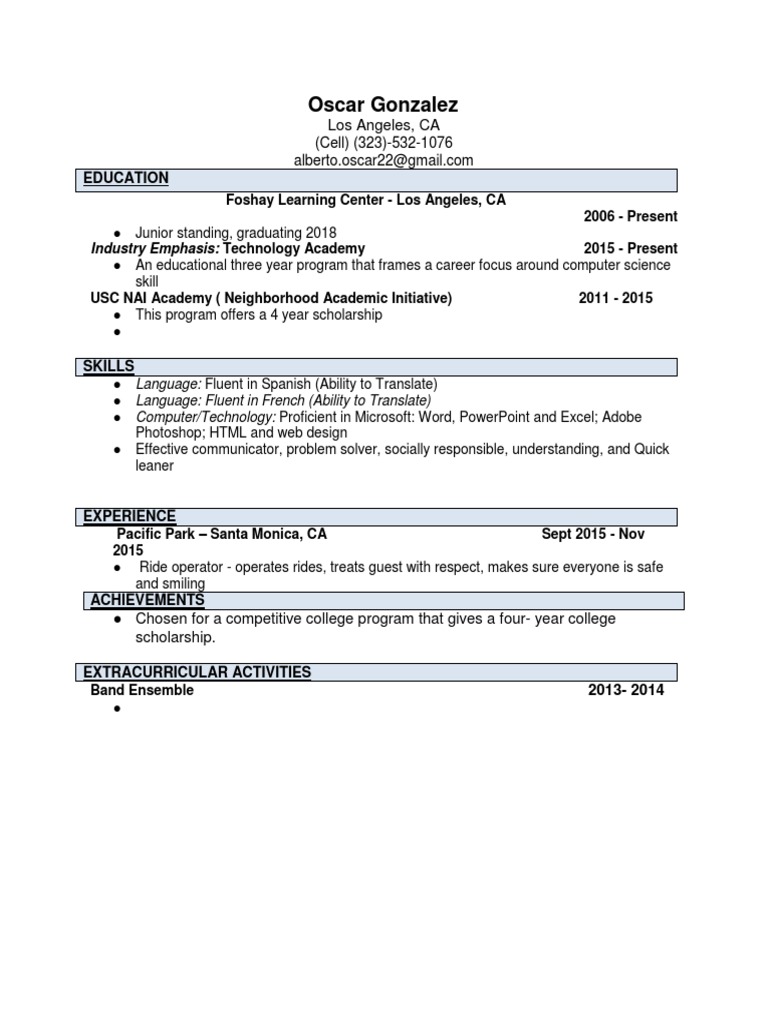 Oscar Gonzalez Resume | PDF | Career & Growth