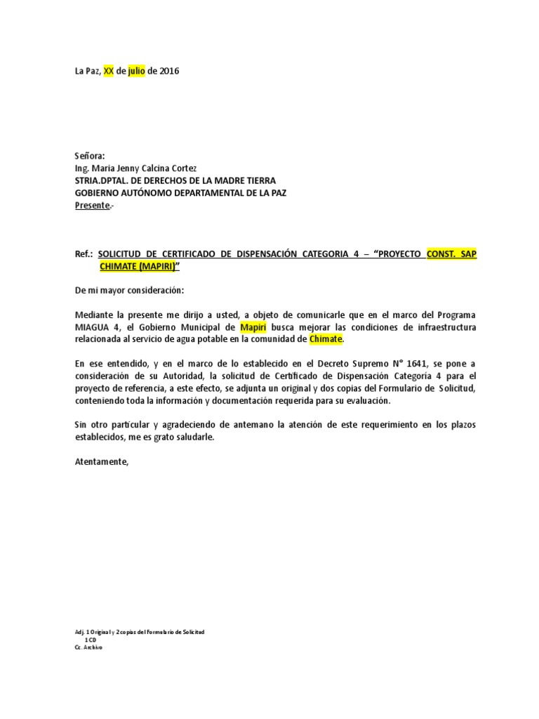 Modelo de Nota de Solicitud de CD | PDF
