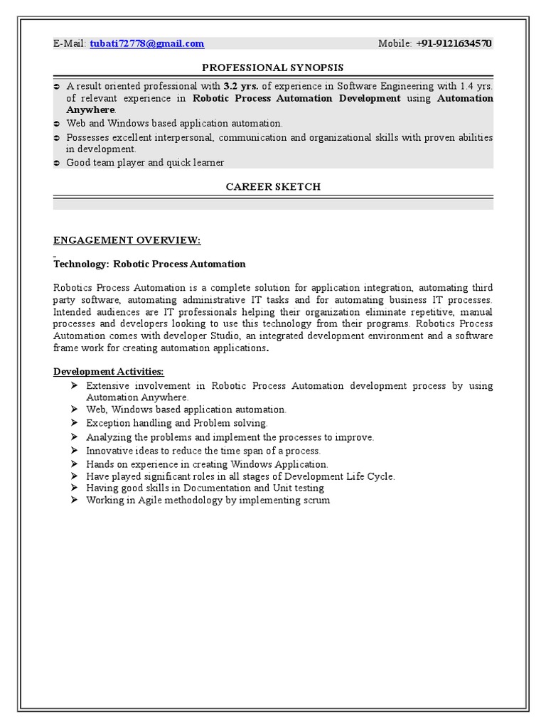 Siva Rpa Resume | Download Free PDF | Software Bug | Automation