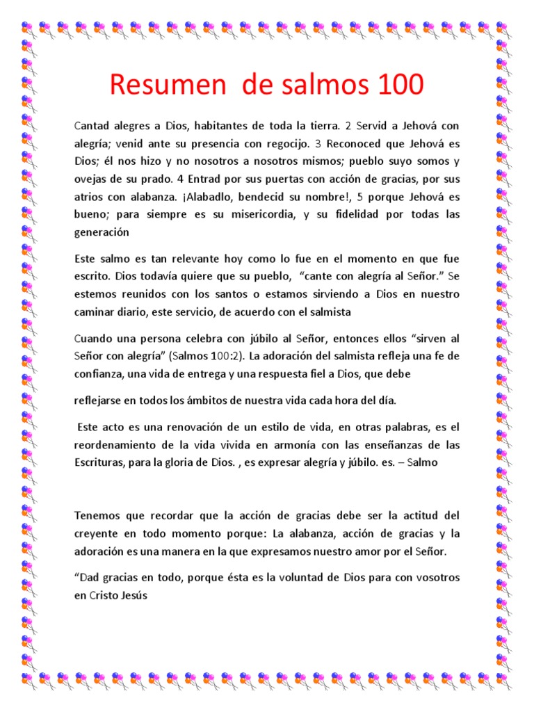 Resumen de Salmos 100 | PDF | Salmos | Dios