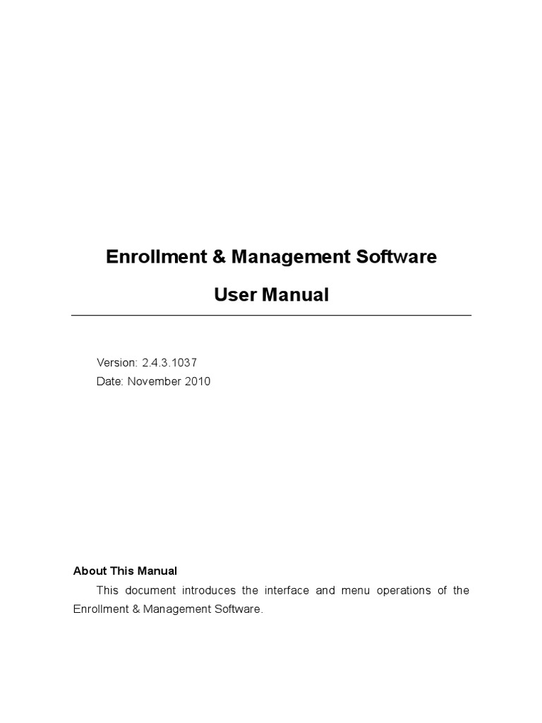 Enrollment & Management Software User Manual V2.4.3.1037 | PDF ...