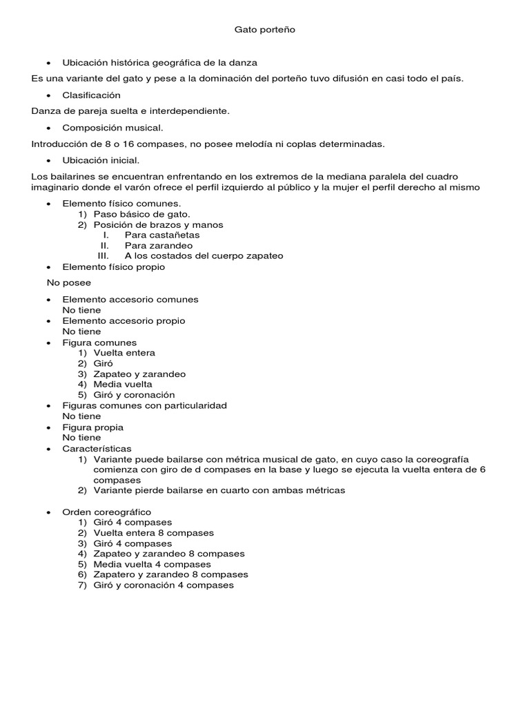 Gato Porteño (Foolklore) | PDF