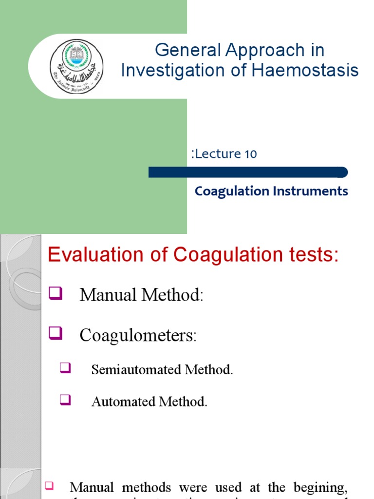 General Approach in Investigation of Haemostasis: Coagulation ...