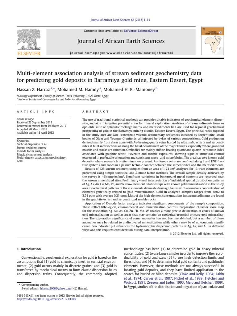 Multi Element Association Analysis of Stream Sediment Geochemistry ...