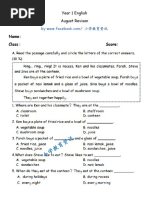 Monthly Test - English - Year 2 | PDF | Teaching Methods & Materials